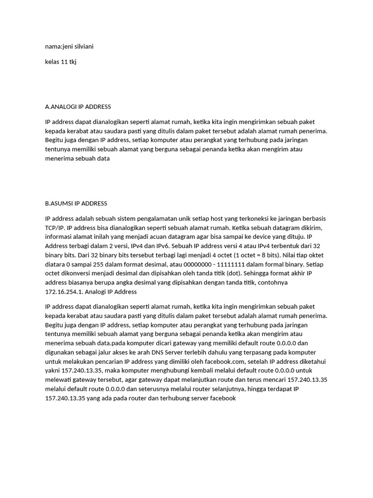 jeni tugas IP ADDRES | PDF