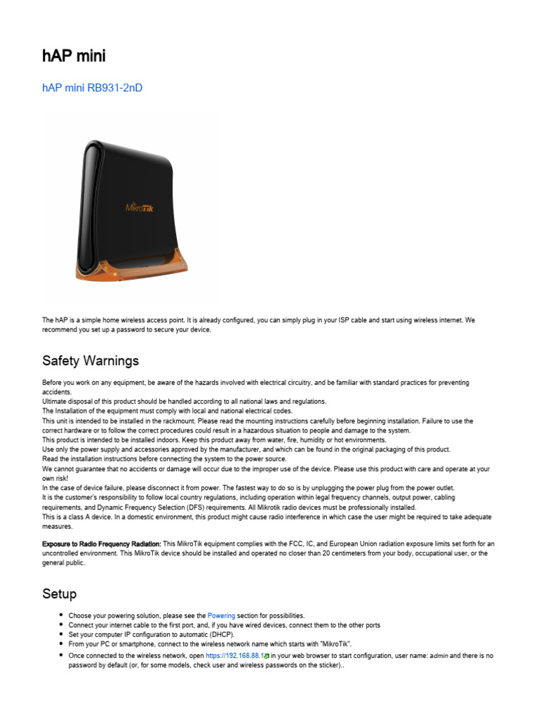hAP Mini - 050824-0342-338 | PDF
