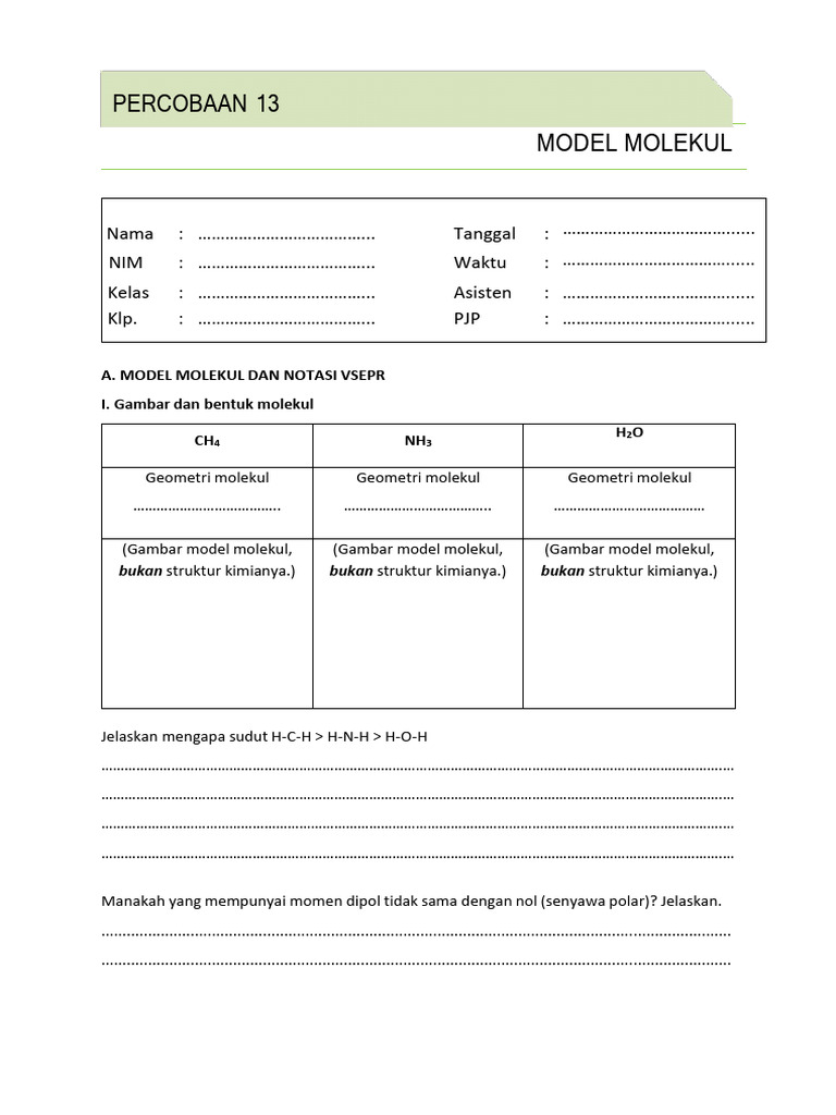 Laporan Kimia ST - 13 - Model Molekul | PDF