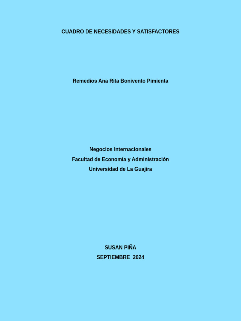 Cuadro Matriz de Las Necesidades | PDF