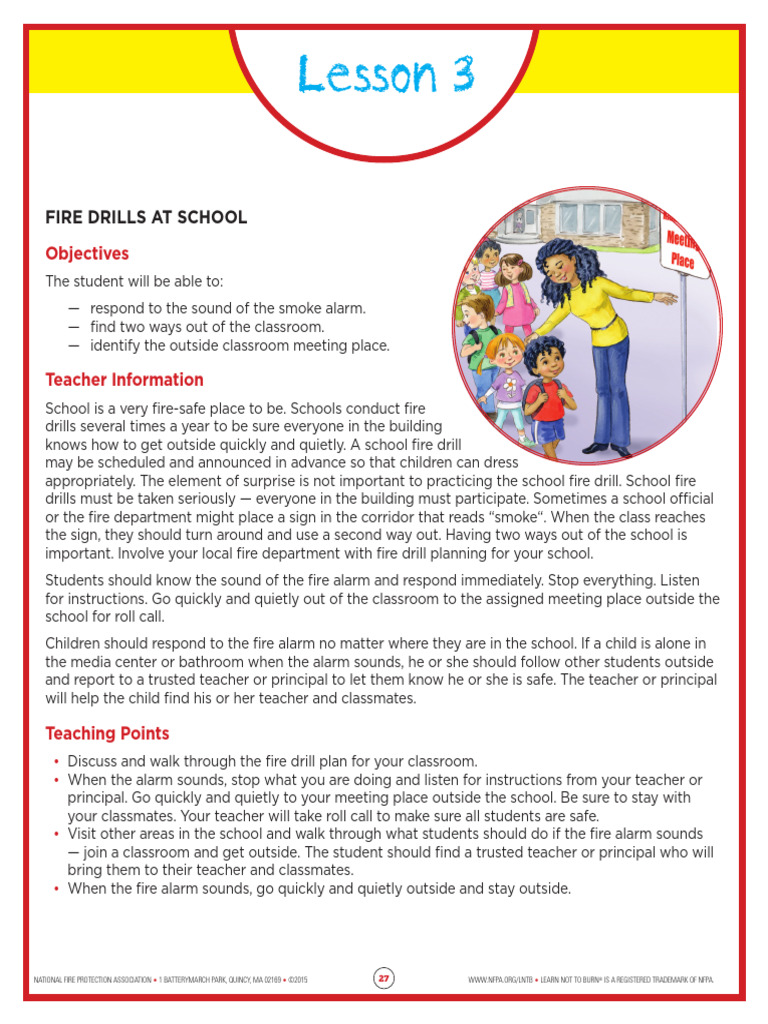 LNTB-Kindergarten_Lesson-3-Fire-Drills-at-School | PDF
