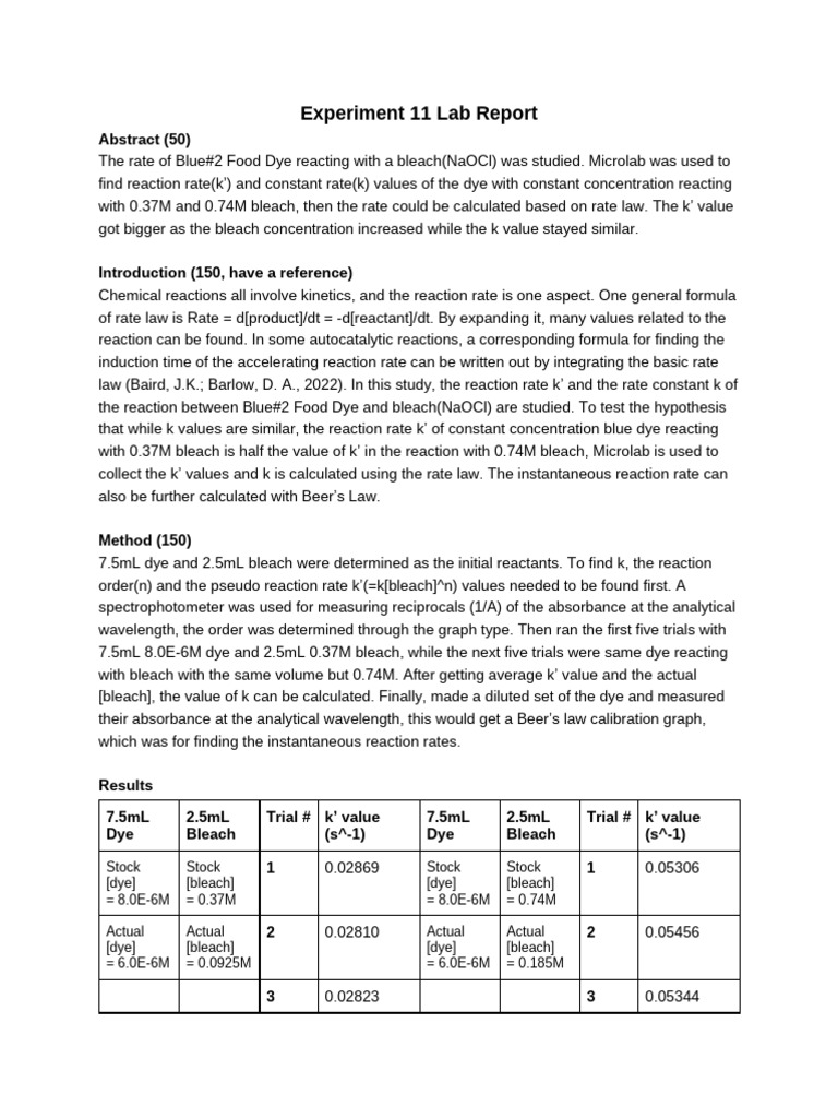 Experiment 11 Lab Report | PDF