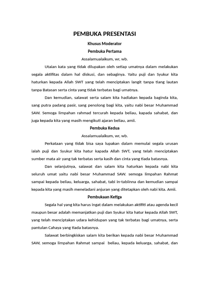 PEMBUKA PRESENTASI | PDF