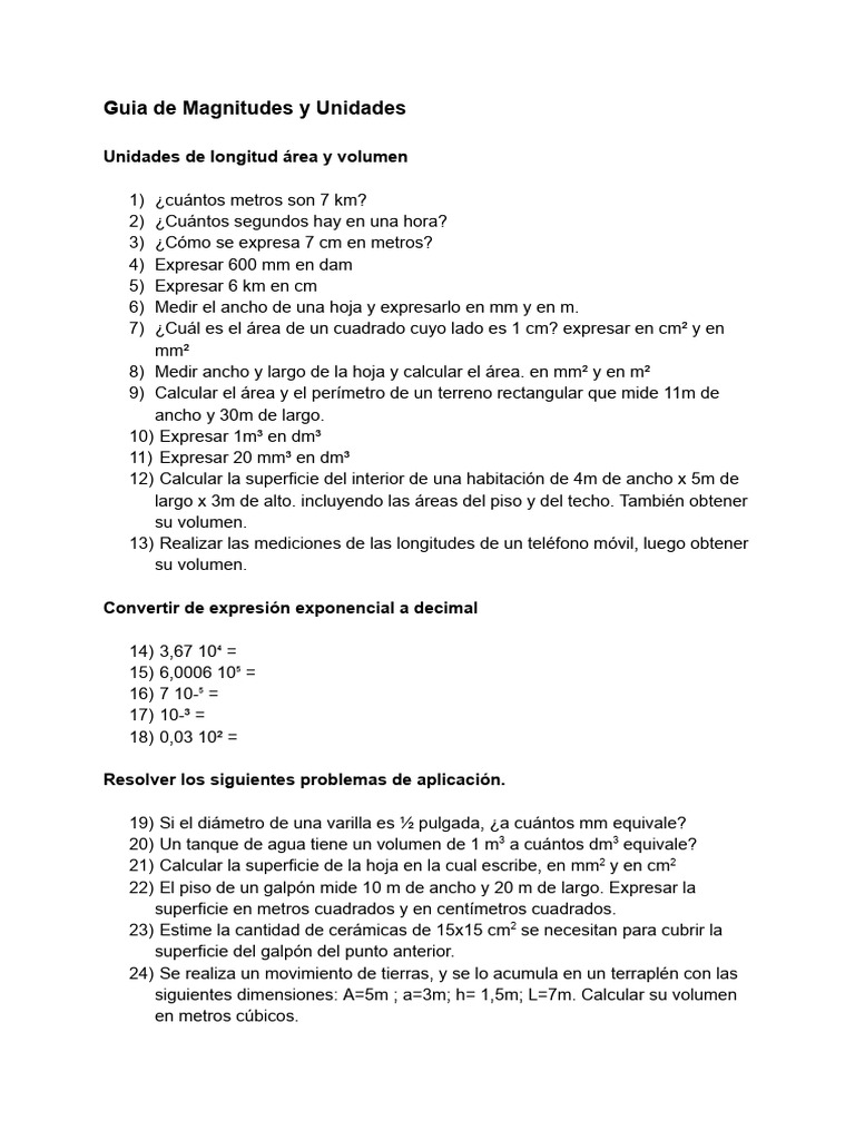 Guia de Magnitudes y Unidades 1C2024 | PDF