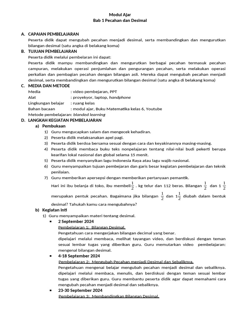 Modul Ajar MTK SIMPLE BAB 1 PART 2 | PDF