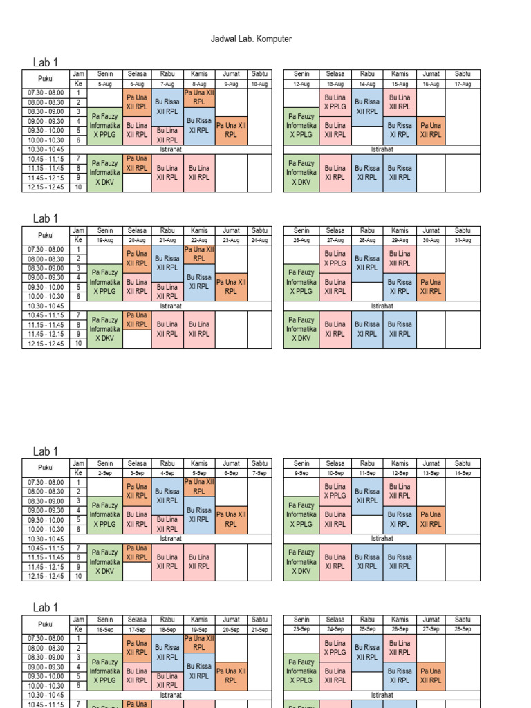 Jadwal Lab 1 | PDF