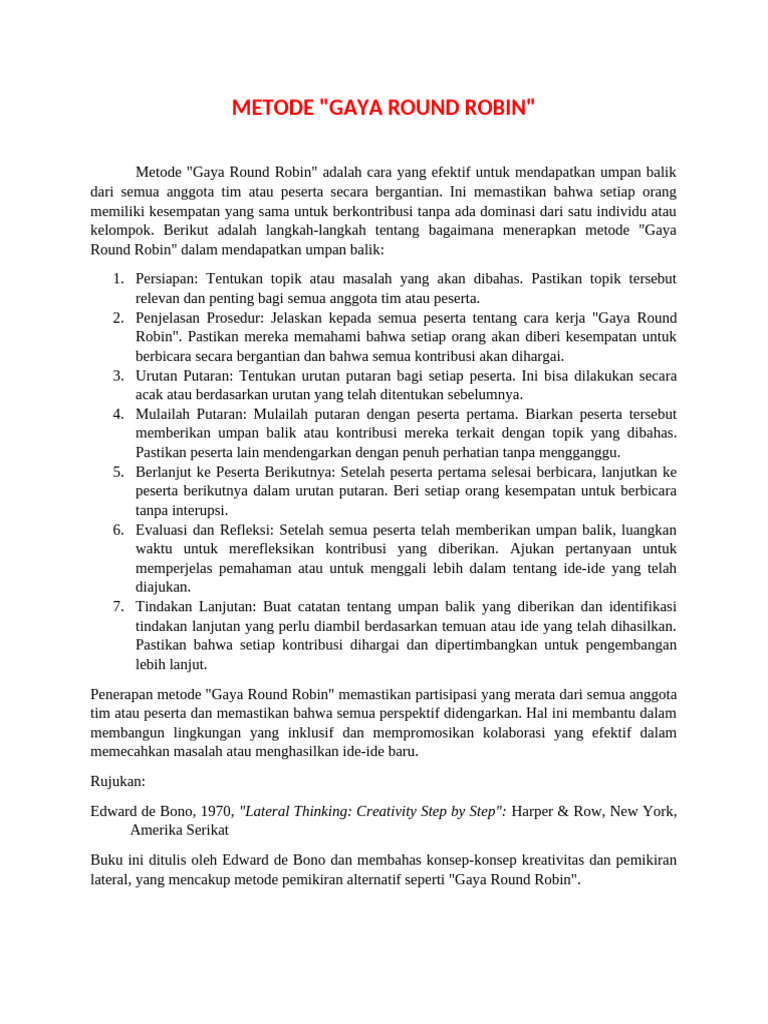 Metode Umpan Balik Round Robin | PDF