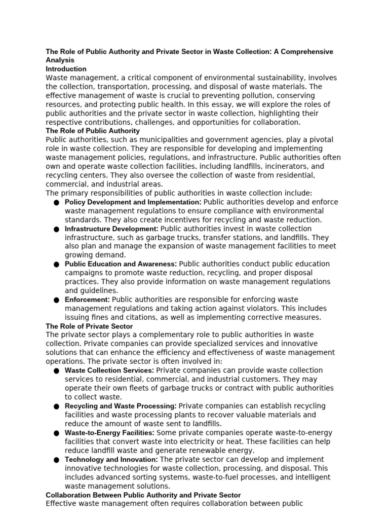 Public-Private Roles in Waste Management | PDF | Waste Management | Waste