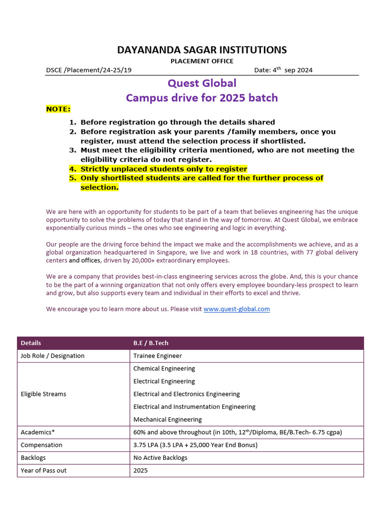 Quest Global-NOTE | PDF