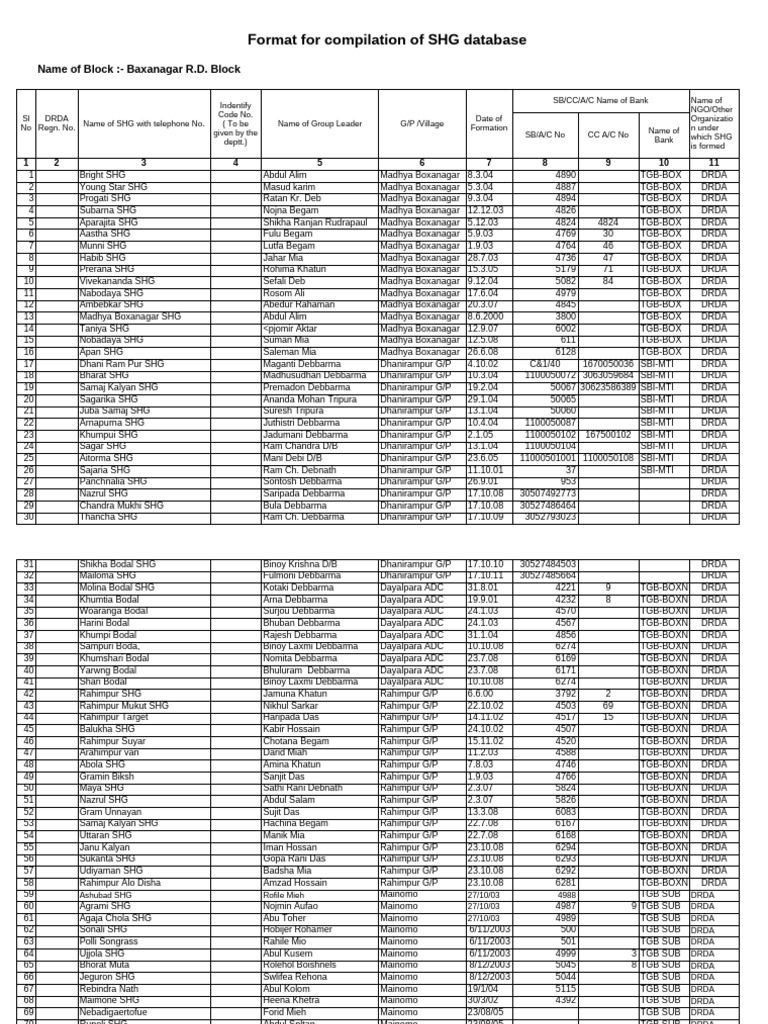45 Column Format of SHG Baxanagar | PDF