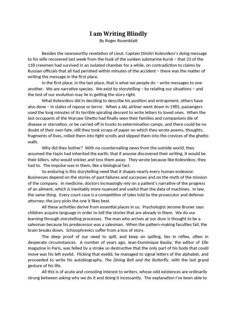 I Am Writing Blindly | PDF