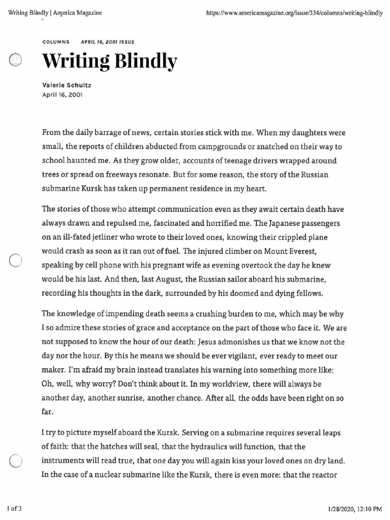 Schultz - Writing Blindly | PDF
