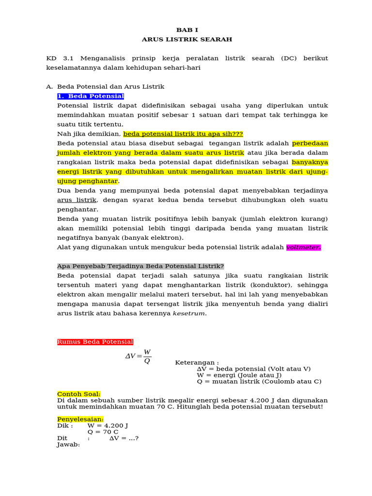 Beda Potensial Dan Arus LIstrik | PDF