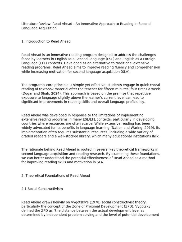 Literature Review Read Ahead | PDF