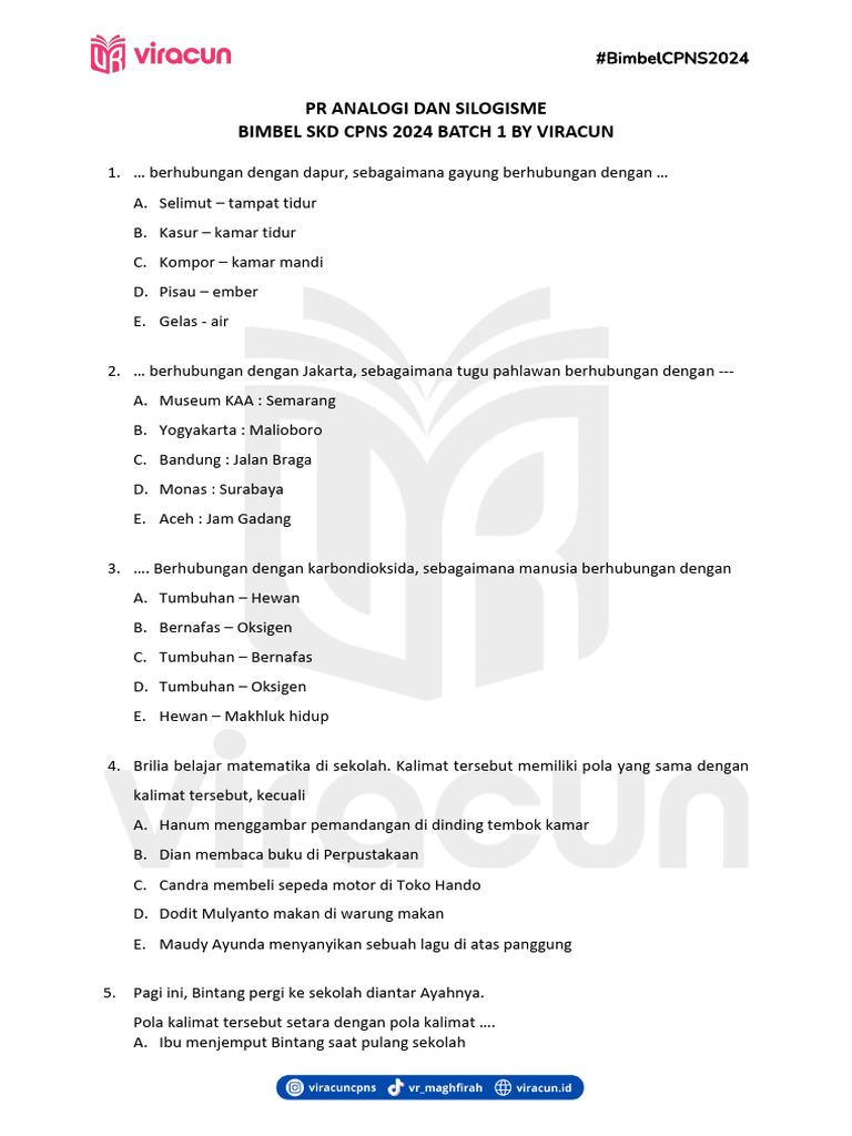 PR Analogi Silogisme - SKD B1 Viracun | PDF