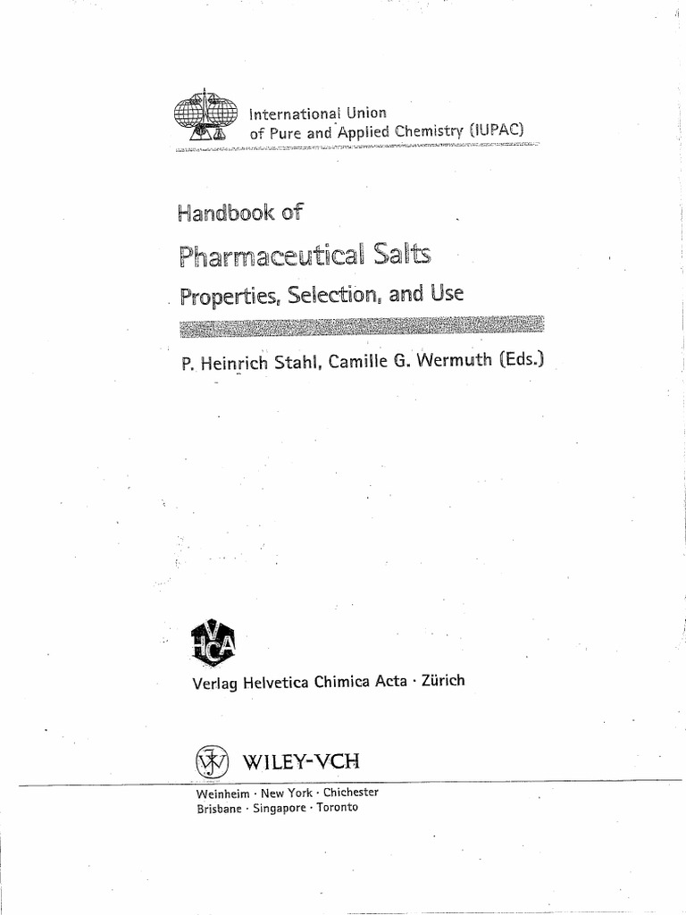 Handbook of Pharmaceutical Salts Properties Selection and Use Compress ...