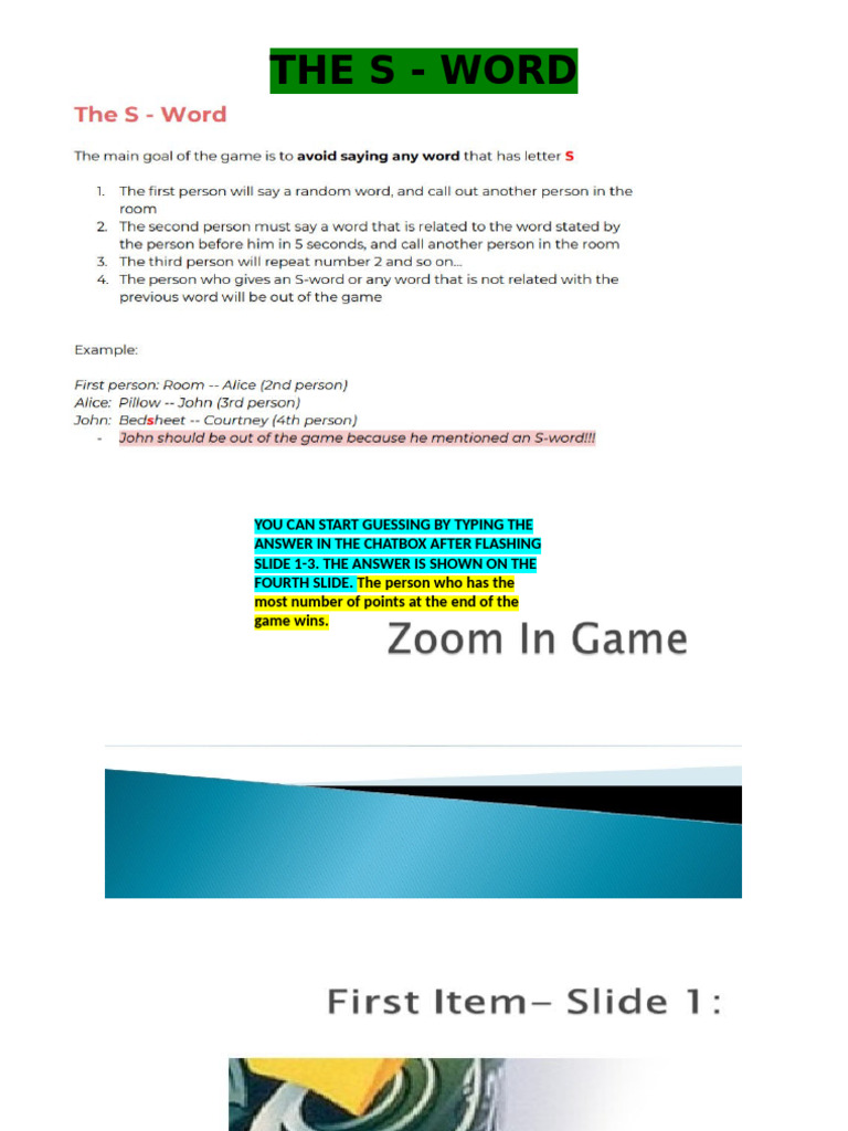 Zoom in Game | PDF