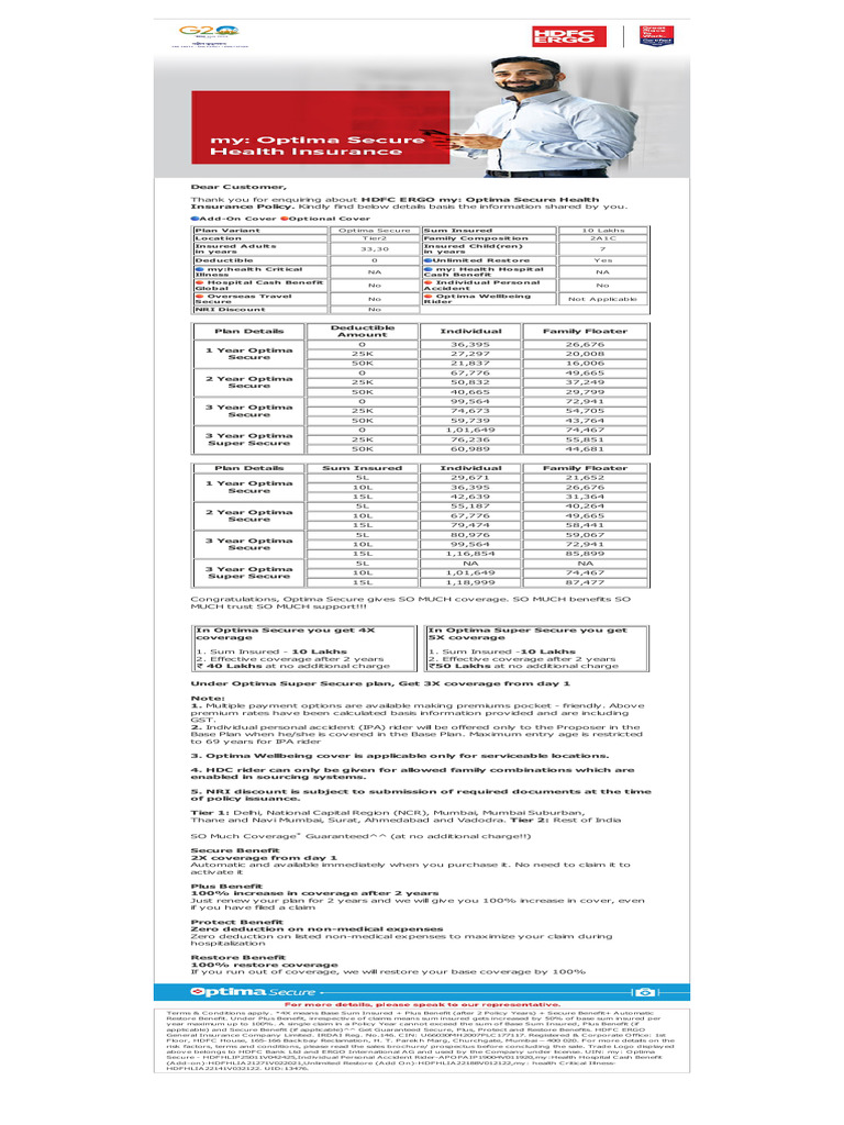 Quotation For Optima Secure | PDF