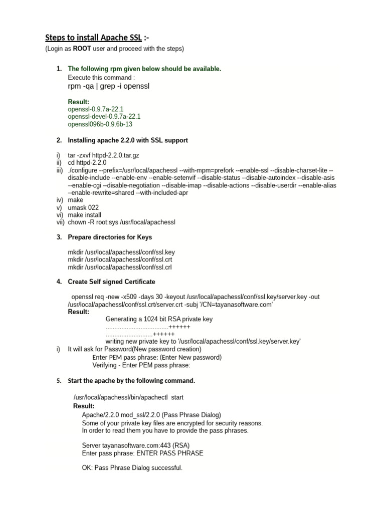 Steps To Install Apache SSL | PDF