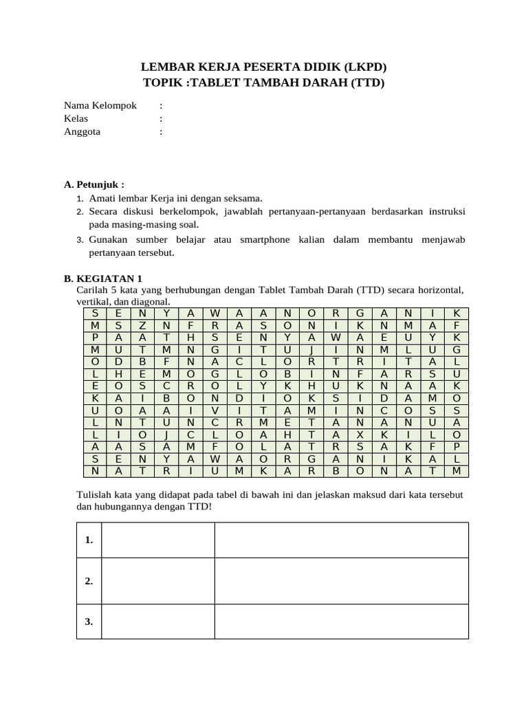 Lembar Kerja Peserta Didik TTD | PDF