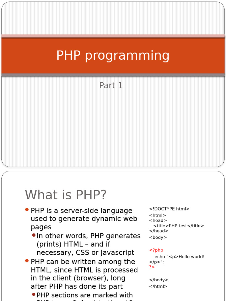 PHP Programming, Part 1 | PDF
