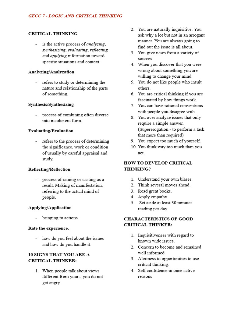 Logic and Critical Thinking | PDF