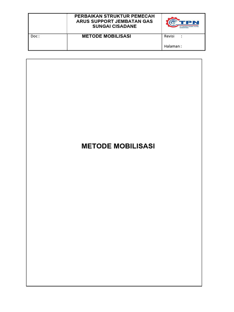 Method, JSA, SOP Mobilisasi | PDF