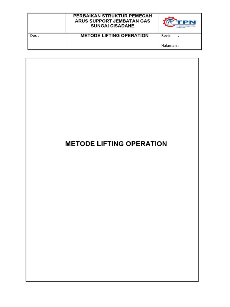 Metode, JSA, SOP Lifting | PDF