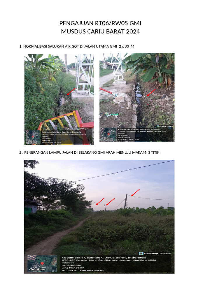 Pengajuan Pembangunan RT06 RW05 GMI | PDF