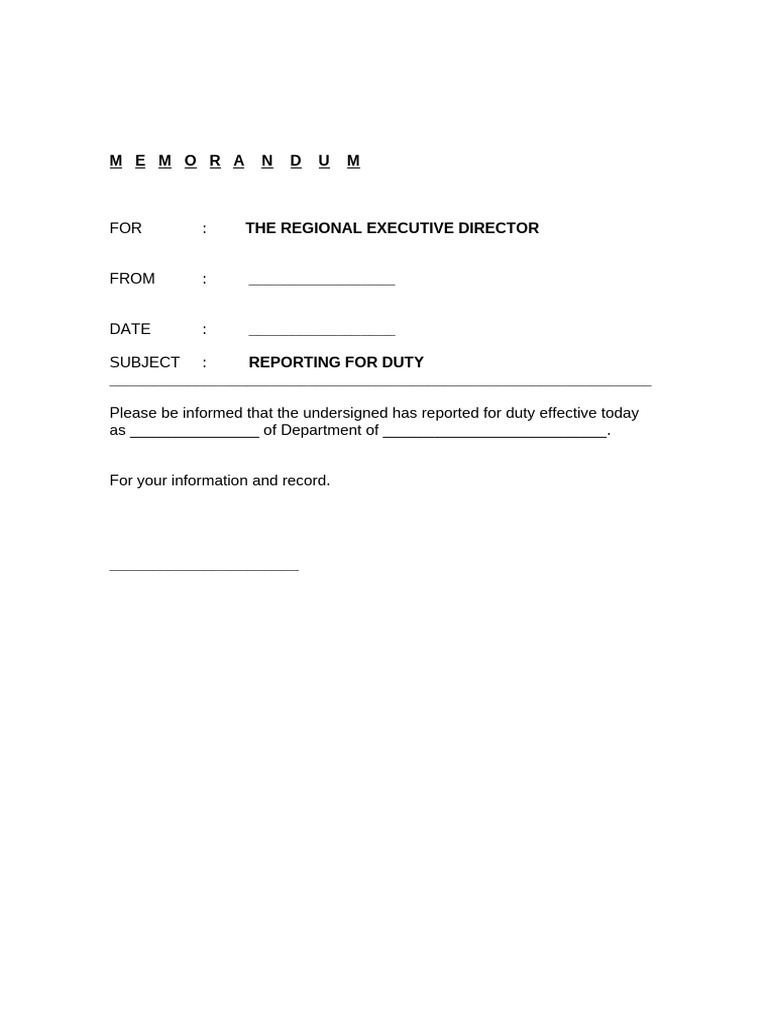 Reporting For Duty Sample | PDF