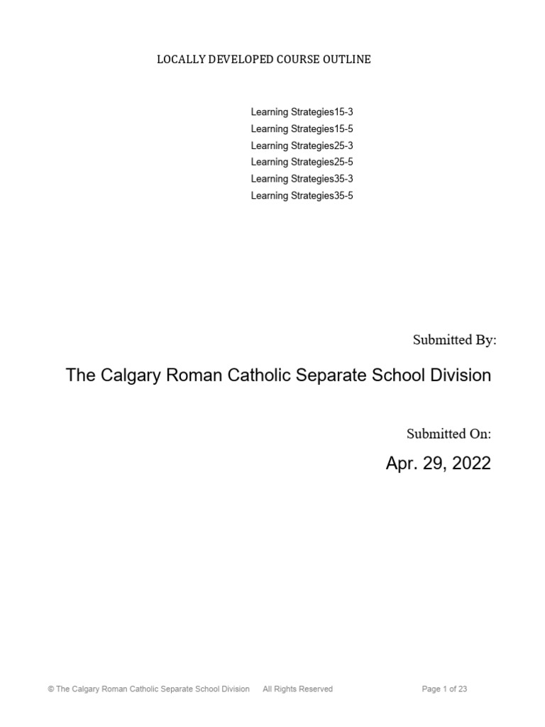 Learning Strategies Course Curriculum Pdf