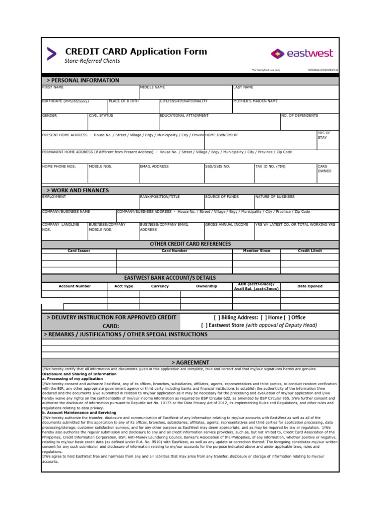 Credit Card Application Form | PDF