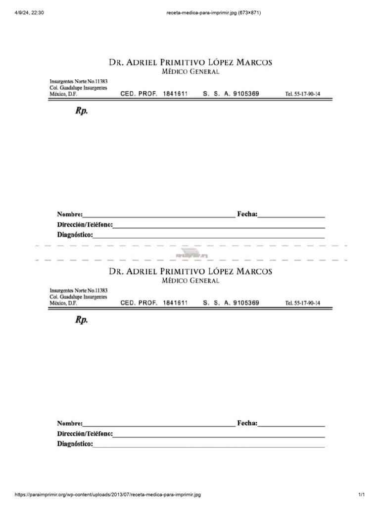 Receta Medica Para Imprimir | PDF