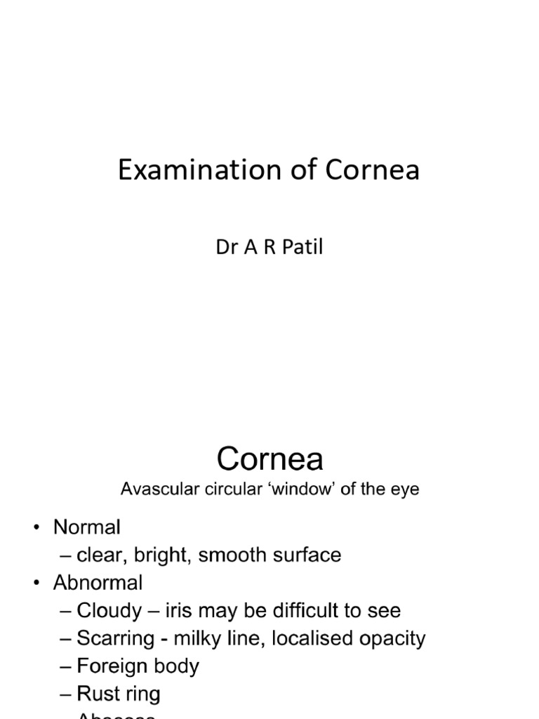 examination of cornea | PDF