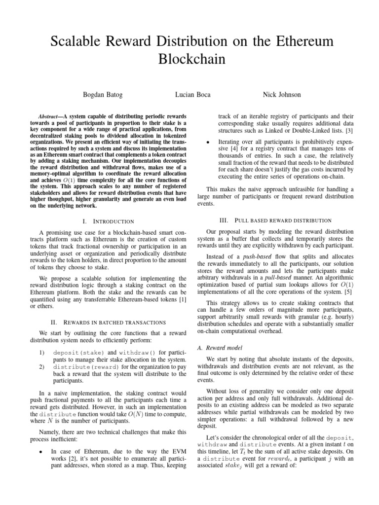 Scalable Reward Distribution Paper | PDF