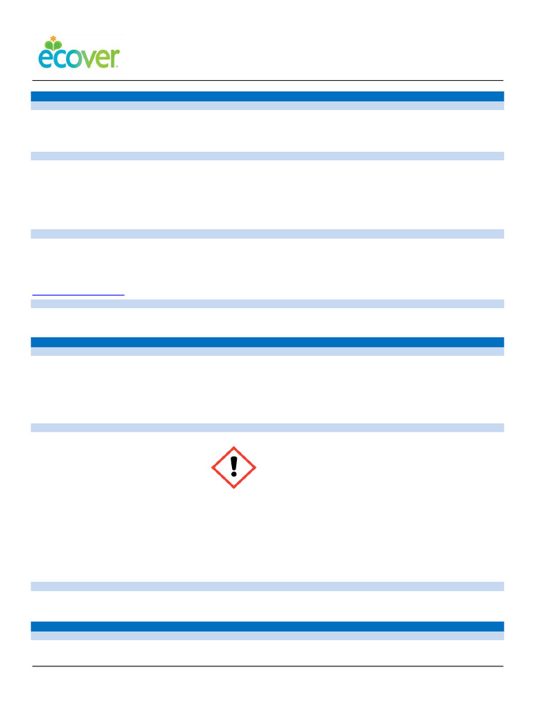 007.607N-Ecover Bio Washing Powder MSDS | PDF | Dangerous Goods | Toxicity