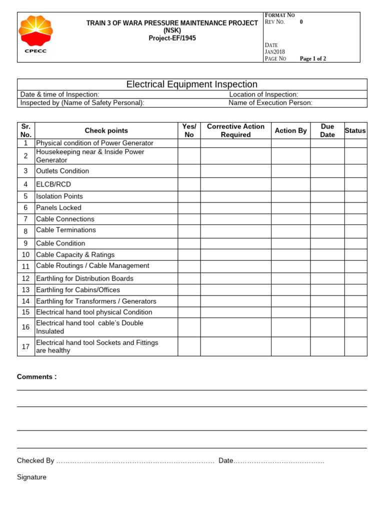Electrical Equipment Inspection | PDF