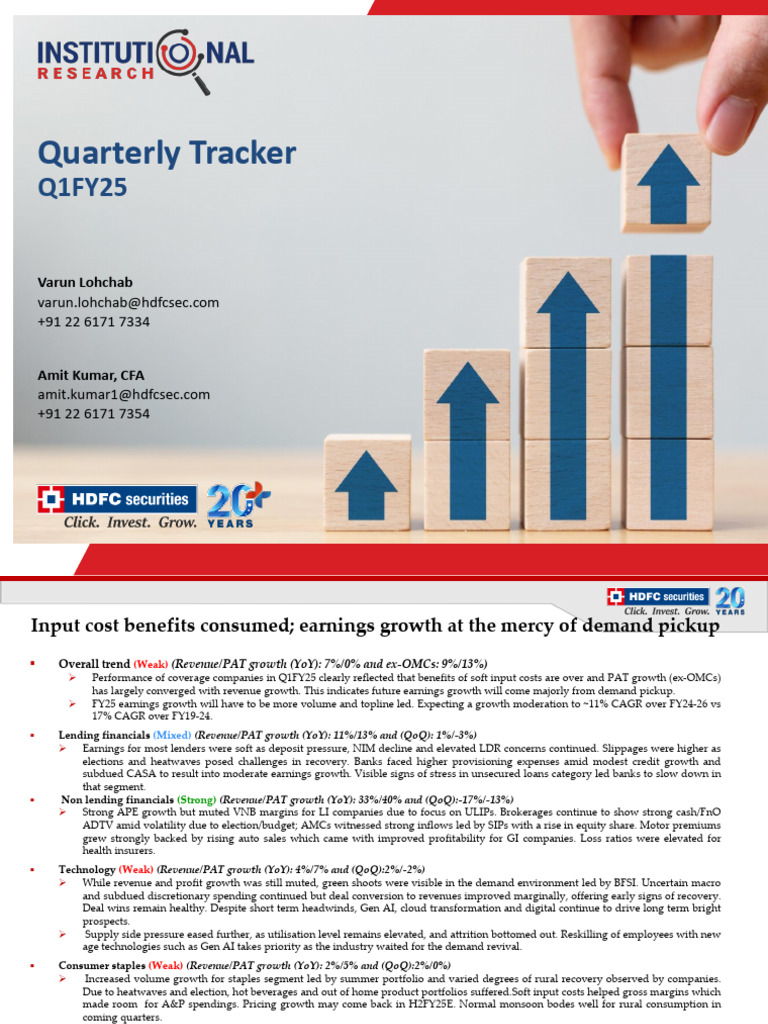 Quarterly Tracker - Q1FY25 - HSIE-202408221620570577831 | PDF ...