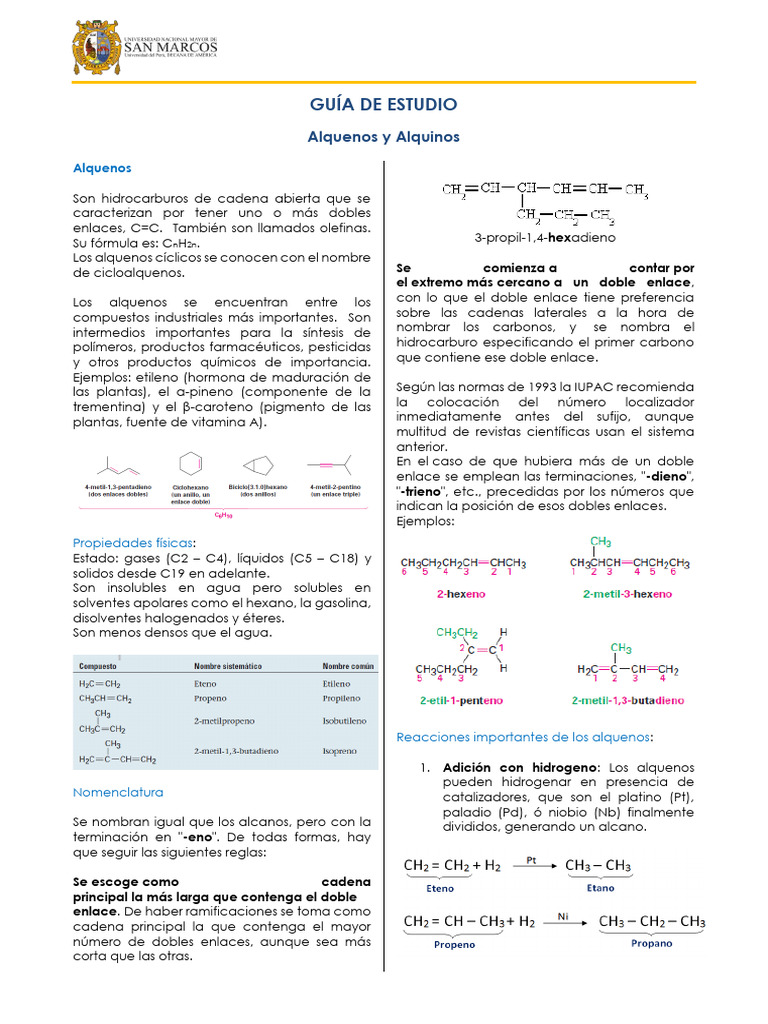S3 GE Alquenos Alquinos | PDF