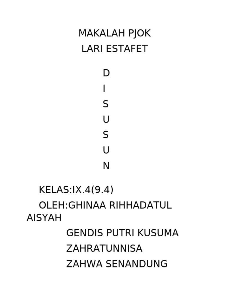 MAKALAH PJOK Lari Estafet | PDF