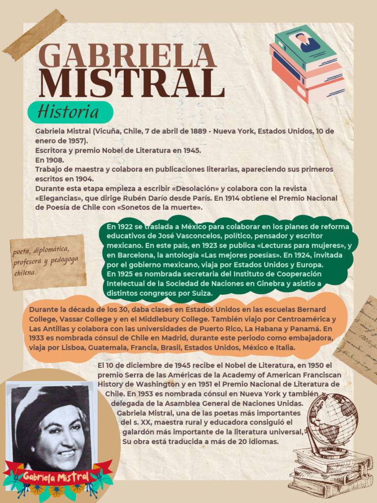 Biografia - Gabriela Mistral | PDF | Ciencias sociales | Clásicos