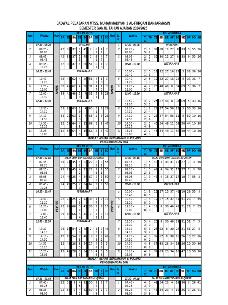 Jadwal Mengajar 1 2425 | PDF