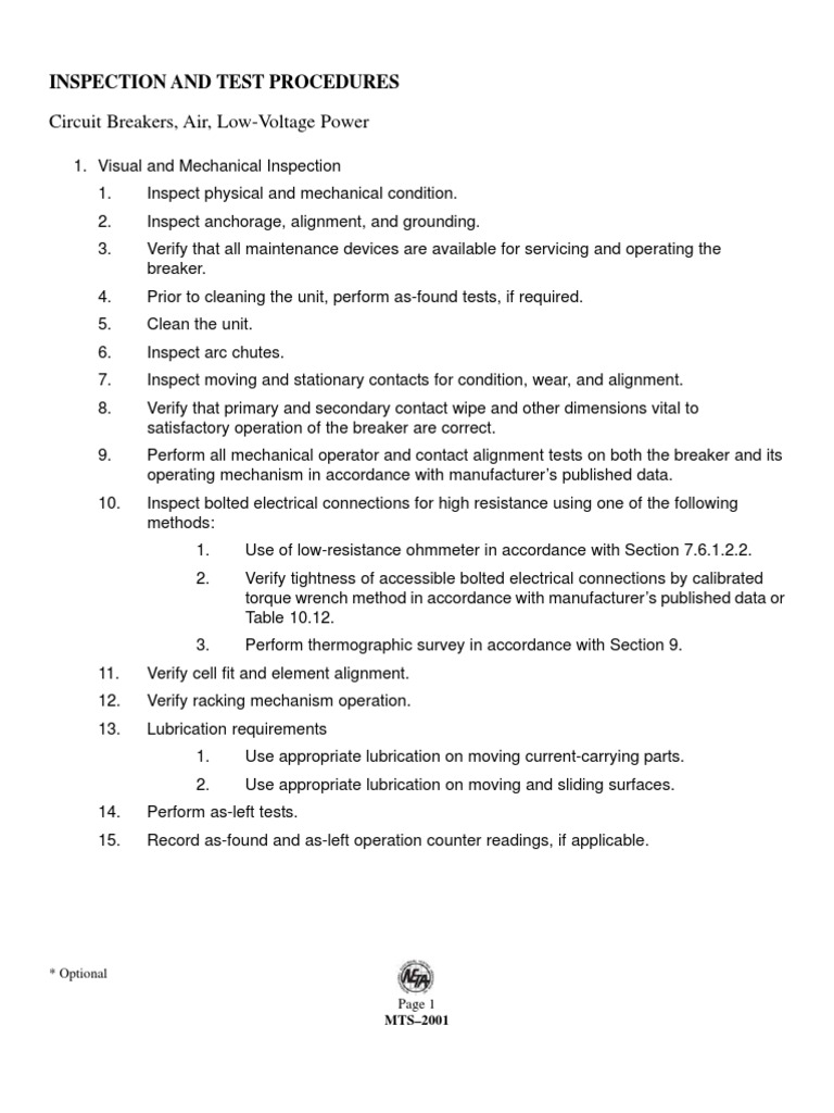 NETA Acceptance 7 6 1 2 (CB) | PDF | Electric Current | Force