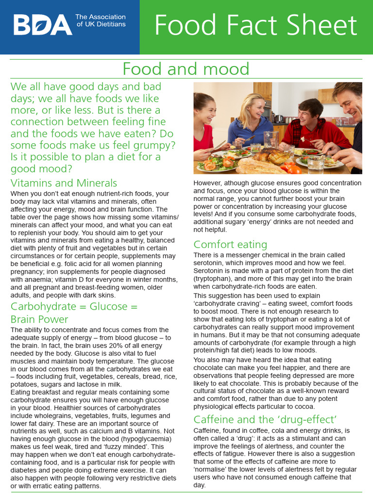 Food and Mood Food Fact Sheet | PDF