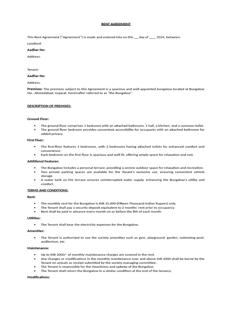 Rent Agreement | PDF