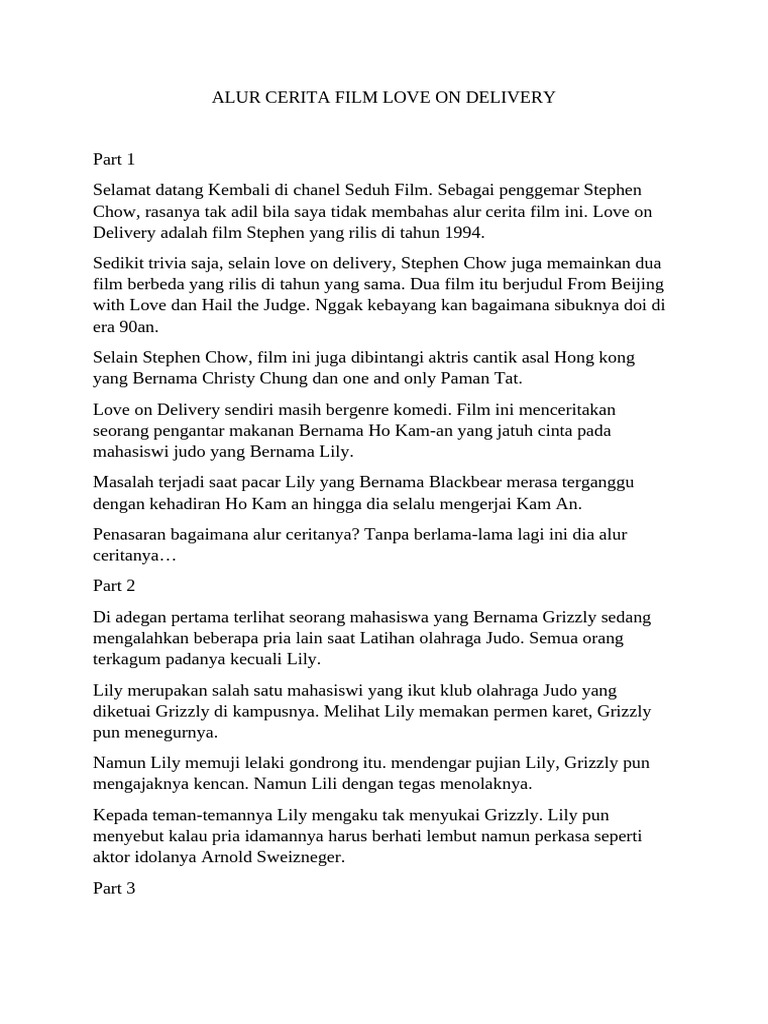 Alur Cerita Film Love On Delivery | PDF