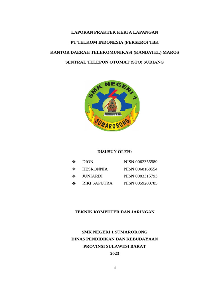 Bagian Awal Laporan | PDF