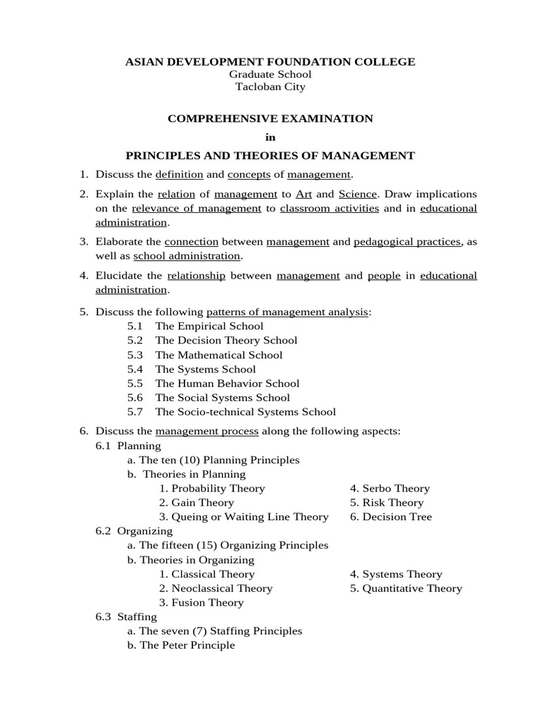 PRINCIPLES AND THEORIES OF MANAGEMENT | PDF