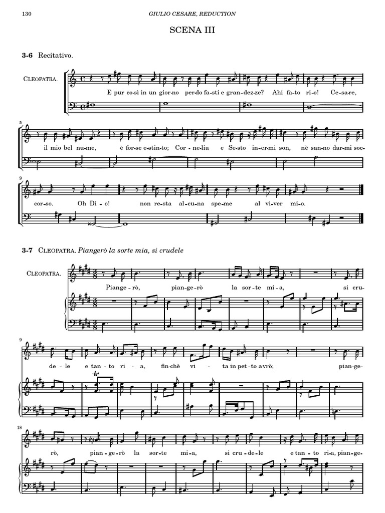 Giulio Cesare - Piangero La Sorte Mia | PDF