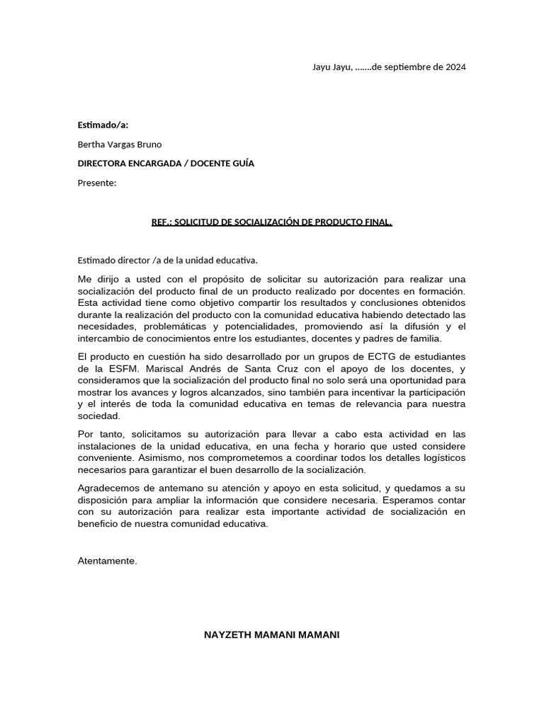 Solicitud de PRODUCTO FINAL | PDF